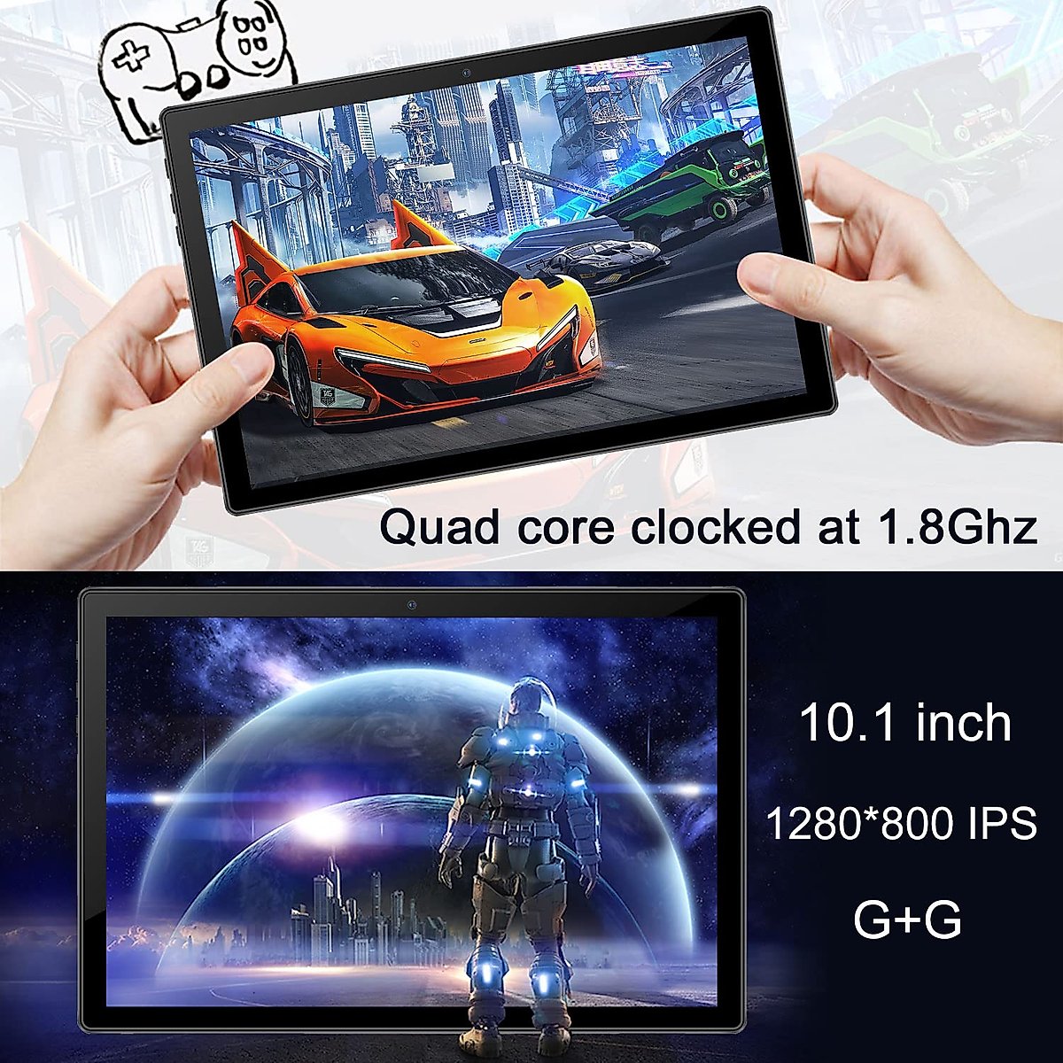 2023 Newest Tablet with Keyboard 10 Inch, Android Tablet Newest Octa-core Processor,6GB RAM + 64GB ROM Storage 2 in 1 Tablet with 2 Sim Slot+5G Dual WiFi network, Tablet 1920x1200 HD Display -Silver
