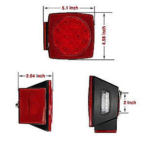 iBrightstar IP68 Waterproof Square LED Trailer Lights Kit - Utility Trailer Accessories with Brake Stop Tail Running License Plate Light for 12V Camper Truck Boat Snowmobile Marine Under 80", DOT