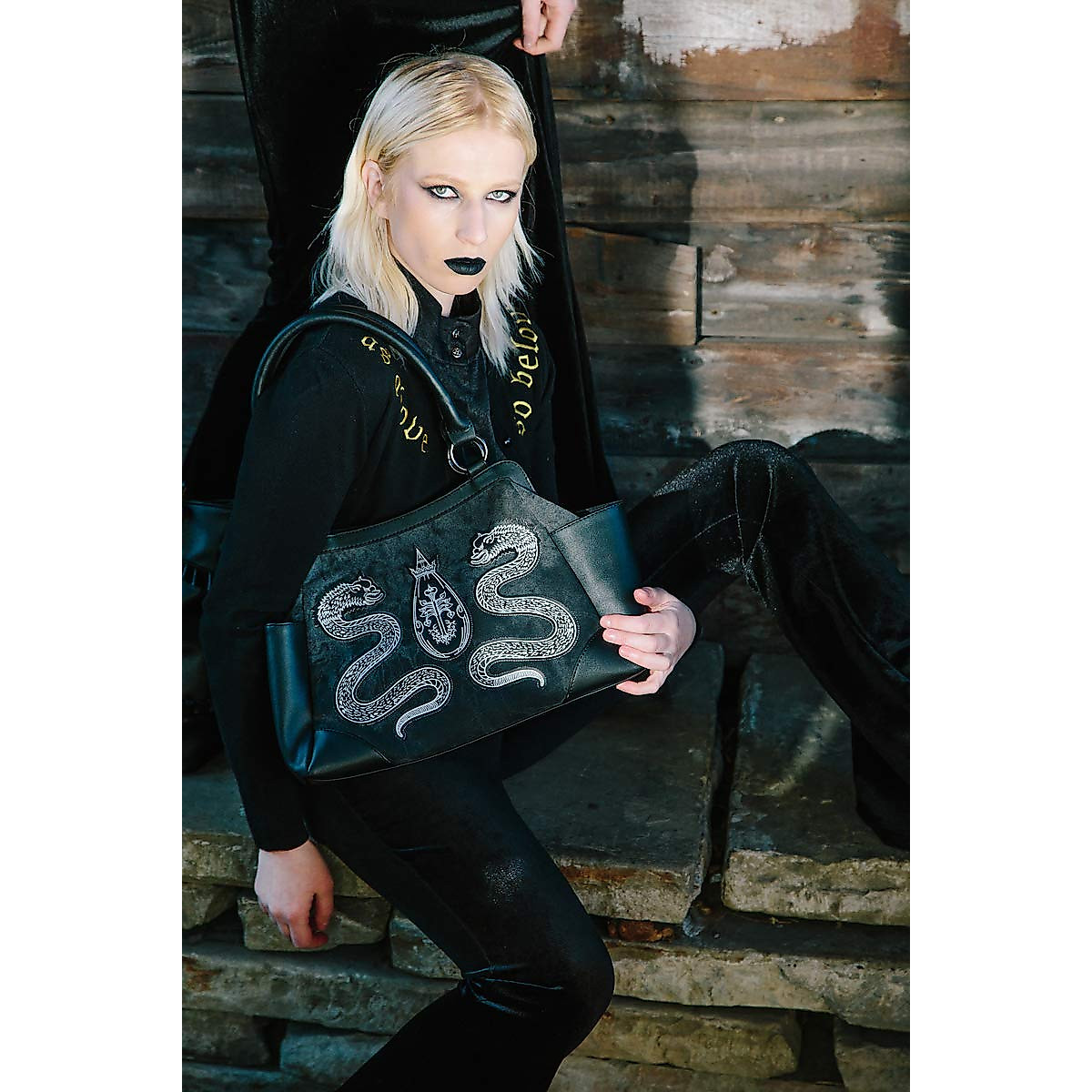 Lost Queen Alchemist Potion Handbag Embroidered Serpent Purse Alternative Bag