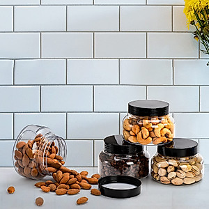 Yarlung 16 Pack 8 Oz Plastic Jars with Lids, Clear Body Scrub Containers Empty Refillable Containers Round Low Profile Samples Jars for Makeup, Body Butter, Creams, Slime, Travel Storage