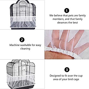 UEETEK Bird Seed Guards Catchers Bird Cage Bird Cage Mesh Net Cover Skirt Guard Stretchy Shell Skirt Traps Cage Basket (White)