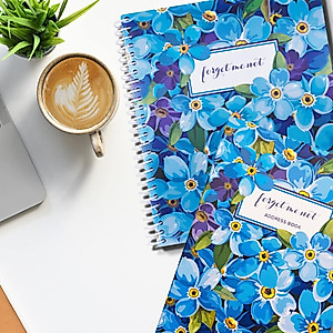 Steel Mill & Co Address Book with Alphabetical Tabs, Spiral Bound Contact Book, Blue Floral Personal Organizer, 8 x 6, Forget Me Not