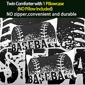 Bodhi Black and White Comforter Set,Sports Bedding Set for Boys Kids,Boys Baseball Bedding Full Size,Kids Comforter Set with Pillowcases,Teen Boys Bedding Set Full Size