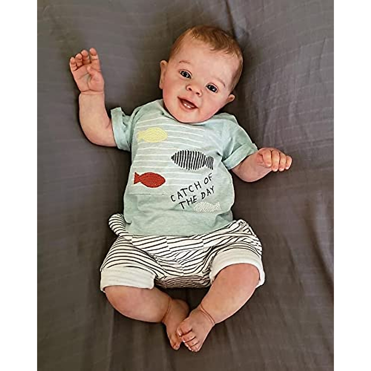 KOKOMANDY Reborn Baby Boy Doll 24 Inch - Realistic Toddler Silicone Toy - Soft, Weighted, Open Mouth - Newborn Gift