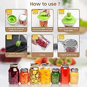 Mason Jar Vacuum Sealer, Jar Sealer and Accessory Hose for Foodsaver, Food Storage Vacuum Sealer Jar Attachment Kit with Lid Opener for Wide-Mouth & Regular-Mouth Mason Jar