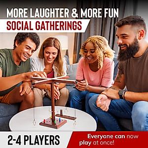 Ring Toss Game for Adults - Hook and Ring Game String - 2 to 4 Players, Fast & Easy String Adjustment, Instructions for Easy Assembly, Sturdy Design, Special Buyer Bonuses - Ring Hook Game