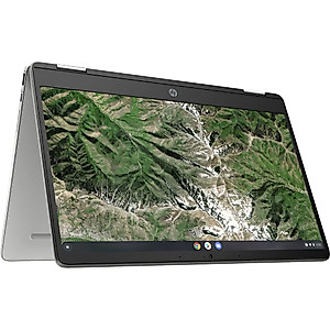 Hp Laptop X360 14a Chromebook 14in HD Touchscreen Intel Celeron 4GB DDR4 64GB eMMC WiFi Webcam Stereo Speakers Bluetooth 4.2 Chrome Silver Color (Renewed)