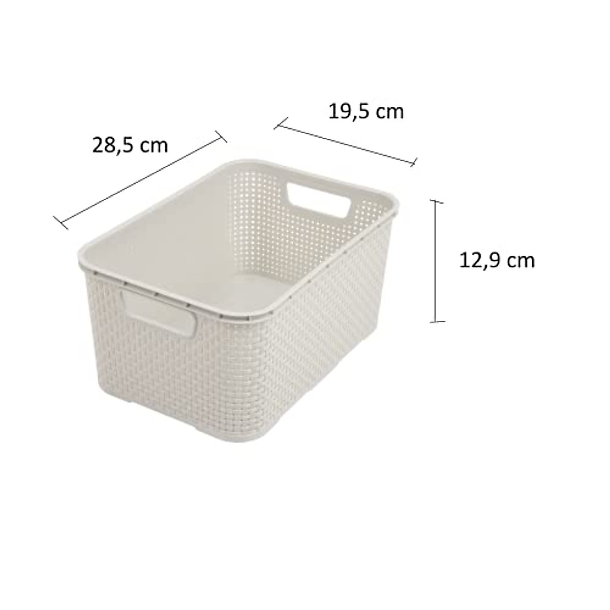 BranQ - Home essential Wicker Basket Set of 4 Small 7 litres, Cream, 4er-Set 7l