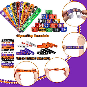 Halloween Party Favors for Kids Toys 264pcs Halloween Prizes Bulk for Kids, Halloween Goody Bag Fillers including Stamper Tattoos Slap Bracelets Rubber Bracelets Treats Non Candy Party Supplies