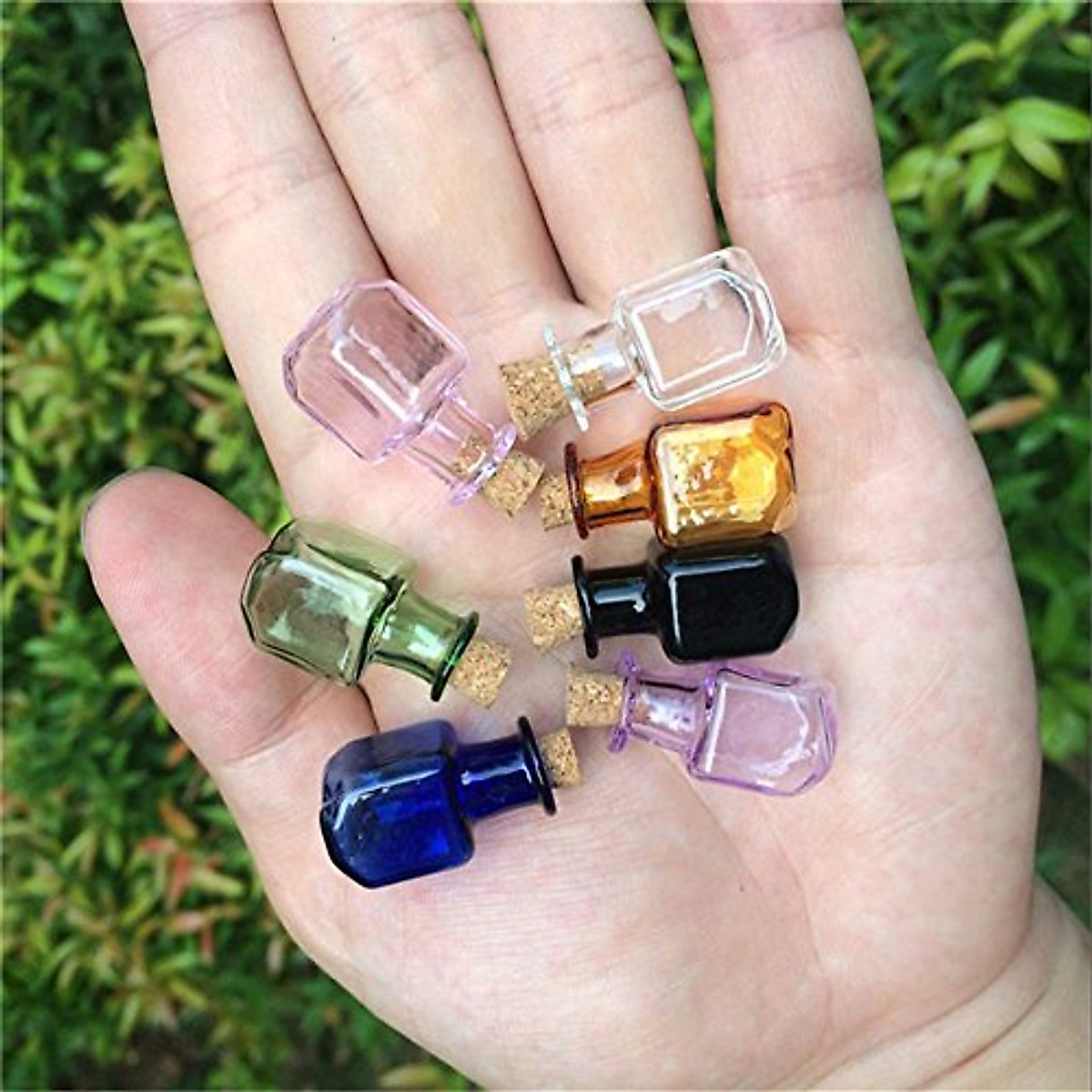 Cute Mini Glass Color Bottles with Cork - Set of 7