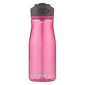 Contigo Ashland 2.0 Leak-Proof Water Bottle with Lid Lock and Angled Straw, Dishwasher Safe Water Bottle with Interchangeable Lid, 32oz Dragon Fruit