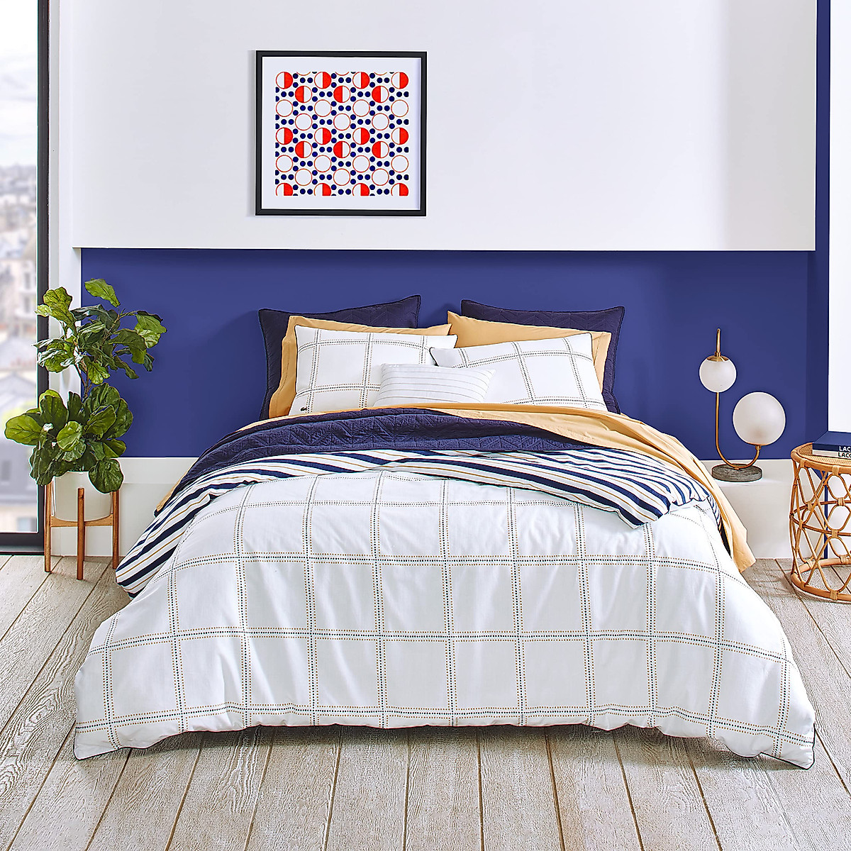 Lacoste Splash Duvet Set, King, White/Navy