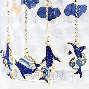 ZARYIEEO Office Products 4 Pcs Bookmarks Blue Whale Metal Bookmark with A String of Pendant Book Maker for Adults Kids Book Lovers Bookmarks for Reading Bookmarks Bulk Book Accessories