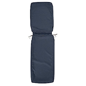 Classic Accessories Montlake FadeSafe Water-Resistant 72 x 21 x 3 Inch Outdoor Chaise Lounge Cushion Slip Cover, Patio Furniture Cushion Cover, Heather Indigo Blue, Patio Furniture Cushion Covers