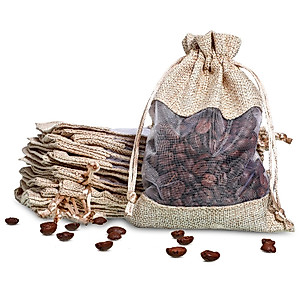 Shappy 50 Pieces 5 x 7 Inch Burlap Bags Linen Organza Burlap Bags with Drawstring Gift Bags for Wedding Party Favors (Grey)