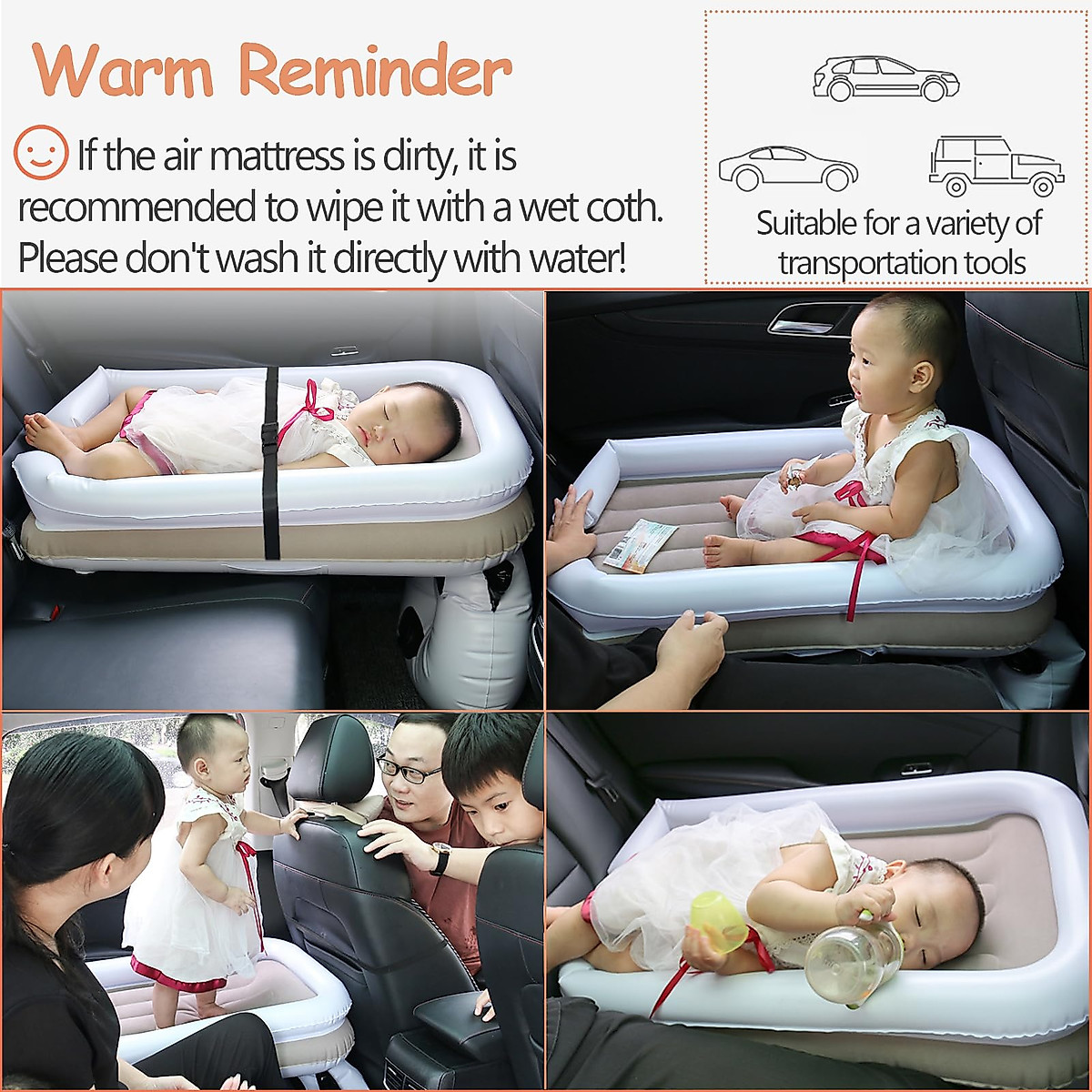 Gloserin Inflatable Toddler Travel Bed-Portable Toddler Bed,Plane Bed for Kids,Airplane Travel Beds with Sides for Kids Camping Air Mattress Blow Up Mattress for Camping Trave