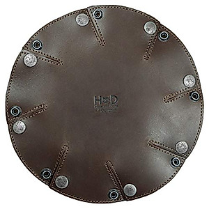 Hide & Drink, Thick Leather Catchall Circular Valet Tray, Dice Holder, Cash Holder, Key Organizer, Home and Office Accessories, Handmade Includes 101 Year Warranty :: Bourbon Brown