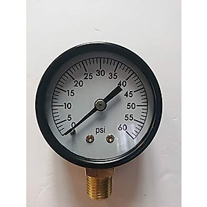 Aquatix Pro Pool Filter Pressure Gauge - Premium Spa/Pool/Aquarium Water Pressure Gauge, 2" Dial, 0-60 Psi, Bottom Mount 1/4", Compatible with Most Brands Such as Hayward, Pentair & Jandy