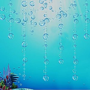 4 Strings Flat Under the Sea Blue Bubble Garlands for Little Mermaid Party Decorations transparent Floating Hanging Bubbles Streamer Pool Ocean Kids Birthday Baby Shower Bday Wedding Baby Shower Decor