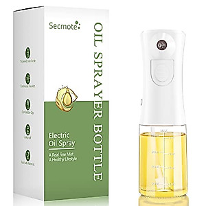 Secmote Electric Oil Sprayer for Cooking, Olive Oil Spray Bottle, Glass Oil Sprayer Mister, Real Fine Mist Oil Spritzer Dispenser, Kitchen Gadgets for Salad, Baking, Air Fryer, Roasting, Frying