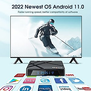 Android TV Box 11.0, 2022 Newest Android TV Box 4GB RAM 32GB ROM with RK3318 Quad-Core 64 Bits, Android Box Dual-WiFi 2.4GHz/5GHz BT 4.2 USB 3.0 3D 4K/6K TV Box