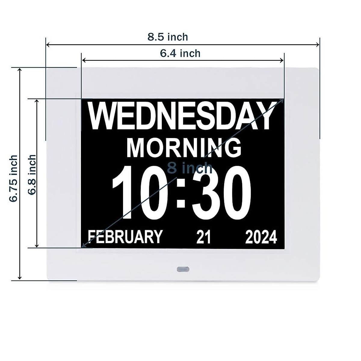 SSINI Dementia Clock Large Digital Calendar Clock for Seniors Clock with Date and Time for Elderly Digital Clock Large Display, with 12 Custom Alarms (8 inch)
