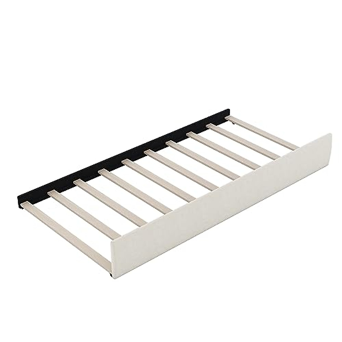 Merax Queen-Size Upholstered Storage Platform Bed with Twin Size Trundle, 2 Drawers, LED and USB Charging, Beige Wood Bed Frame