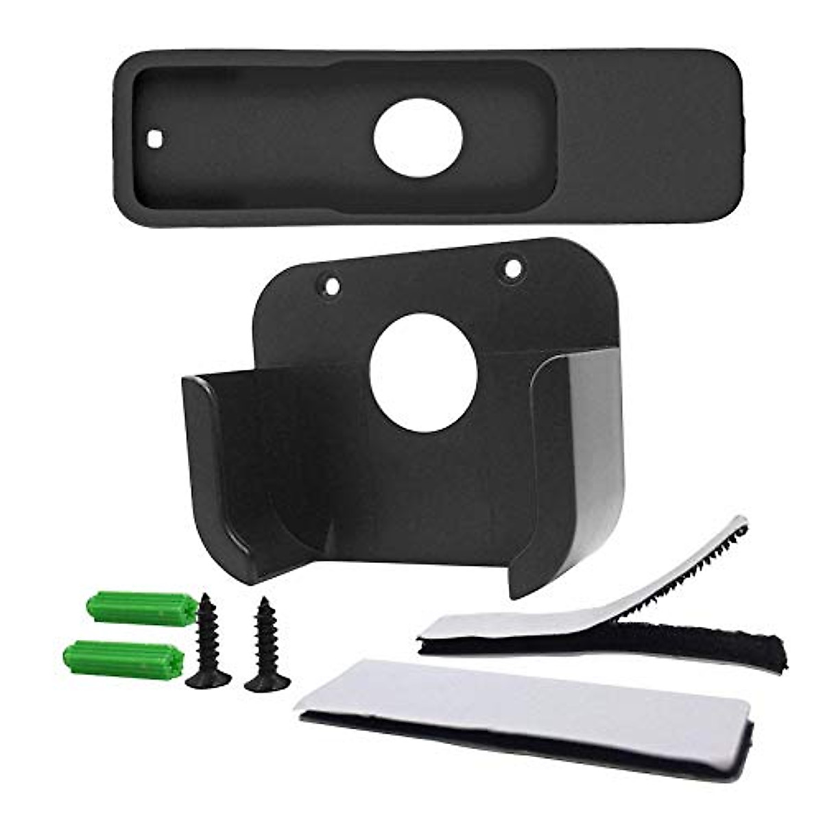 TV Mount Compatible with Apple TV 4th and 4K 5th Generation, Auswaur Wall Mount Bracket Holder Compatible with Apple TV 4th and 4K 5th Gen with Black Silicone Siri Remote Protective Case Cover