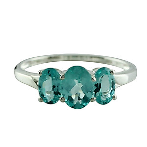 Carillon Stunning Blue Apatite Oval Shape 4X6MM Natural Earth Mined Gemstone 925 Sterling Silver Ring Wedding Jewelry for Women & Men