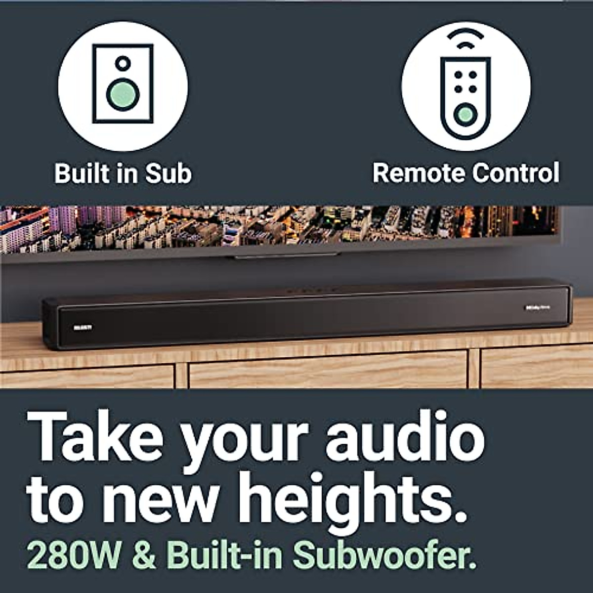 Majority Dolby Atmos Soundbar for TV, Bluetooth Wireless Sound Bar 2.0.2, 120W Sierra Home Audio Sound Bars for TV with Crystal Clear Sound Quality, HDMI ARC and Up-Firing Surround Speaker