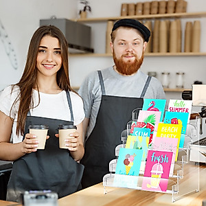 Yalikop 5 Tier Acrylic Greeting Card Display Stand Portable Greeting Card Display Rack Storage Sticker Greeting Card Organizer Stamp Postcard Mail Greeting Card Holder for Retail Counter Desk