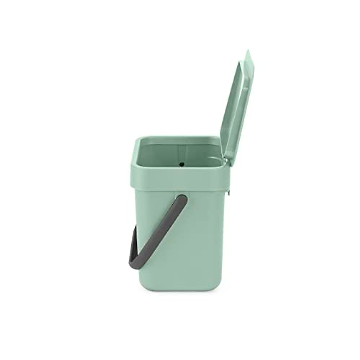 Brabantia Sort & Go Food Trash Can (0.8 Gal/Jade Green) Small Countertop Kitchen Compost Caddy with Handle & Removable Lid, Easy Clean