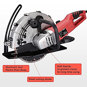 Yescom 14 inch Electric Concrete Saw Disc Cutter Wet Dry Circular Saw Stone Cutter Saw Blade for Granite Stone
