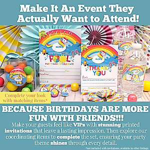 Unicorn Pool Float Rainbow Birthday Party Invitations, 20 5x7 Fill In Cards with Twenty White Envelopes by AmandaCreation