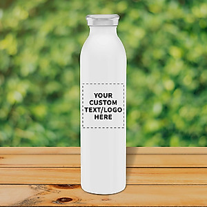 DISCOUNT PROMOS Custom Posh Stainless Steel Water Bottles 20 oz. Set of 6, Personalized Bulk Pack - Double Wall, Perfect for Coffee, Soda, Other Hot & Cold Beverages - White