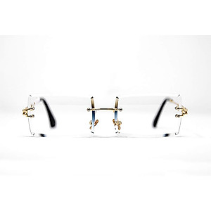 Street Knitted Luxury Rimless Designer Square Retro Gold Wire Metal Frame Clear Lens Eye Glasses Unisex Trendy Rectangle Frameless Hip Hop Glasses For Men And Women