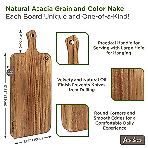 Boardlette Wood Cutting Board, Wooden Cutting Boards for Kitchen, Serving Board, Chopping Board, Wood Cutting Boards for Meat Cheese Bread Vegetables, Acacia Wood Medium