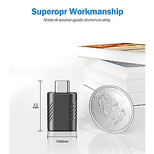 USB to USB C Adapter [2 Pack], USB C Adapter, USB C Male to USB3 Female Adapter Data Transfer,USB Type C to USB Adapter Compatible with MacBook & iPad Pro, More Type C and Thunderbolt 3 Devices, Black