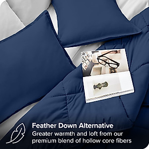Bare Home Comforter Set - Ultra-Soft - Goose Down Alternative - Premium 1800 Series - All Season Warmth (Twin/Twin XL, Dark Blue)