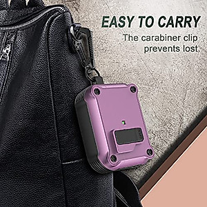 RFUNGUANGO AirPods Pro 2nd Generation/1st Generation Case Cover with Secure Lock Clip,Automatic Pop-up Case Full-Body Shockproof Hard Protective Cover for AirPods Pro 2 Case(2022/2019)-Purple