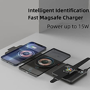 Wireless Charger 3 in 1, ALFUEL 15W Fast Foldable Magsafe Charger, Charging Station for Multiple Devices for iPhone 14/13/12/SE/11, Apple Watch and AirPods(Adapter not Included)