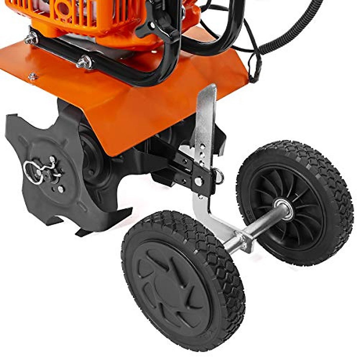 XtremepowerUS Commercial 55CC Tiller Cultivator 2-Cycle Gas Powered Garden Yard Grass Walk Behind Soil Prep Root Dirt with Handle