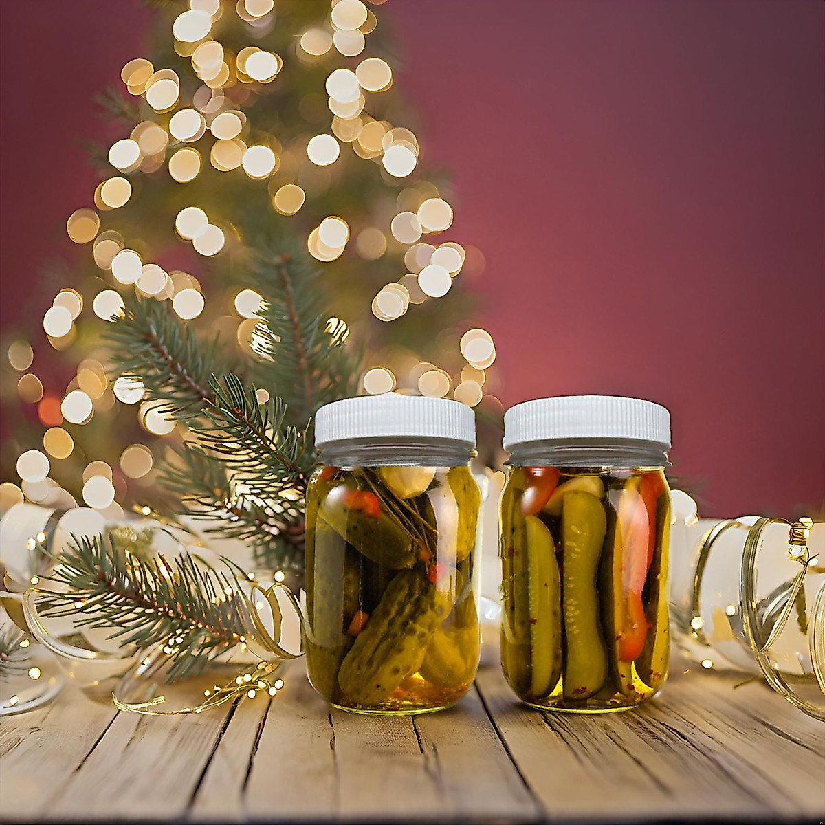 Jarming Collections Mason Jars 16 oz - Glass Jars with Plastic Lids- Glass Storage Jars with Regular Mouth Lids- Jars with Lids- Canning Jars, Pint Jars- Set of 2, 16 oz Mason Jars, White Lids