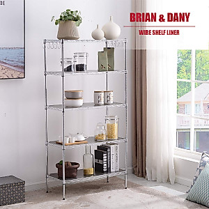 BRIAN & DANY Wire Shelf Liner 18" X 24", Heavy Duty Shelf Liners for Wire Shelving, Waterproof Protector Mats, Set of 5, Transparent