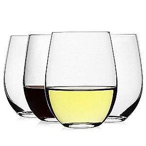 LUXU Stemless Wine Glasses(Set of 4)-20 oz,Crystal Wine Cups for Red or White Wine,Large Water Juice Glasses,No Stem Glass Beverage Cups,Clear Drinking Tumblers for Any Occasion