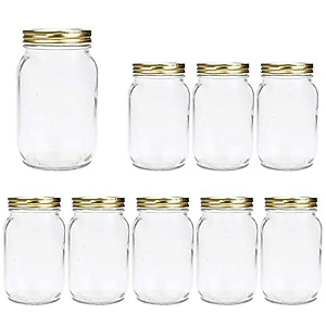 32 oz Glass Jars With Lids,Encheng Wide Mouth Ball Mason Jars 1000ml,Canning Jars For Pickles,Herb,Jelly,Jams,Honey,Glass Storage Jars Kitchen Canistes Containers Dishware Safe 9 Pack …