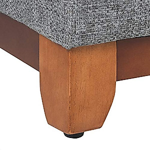 Homepop Home Decor | Upholstered Chunky Tufted Square Storage Ottoman| Hinged Lid Ottoman with Storage for Living Room & Bedroom, Gray