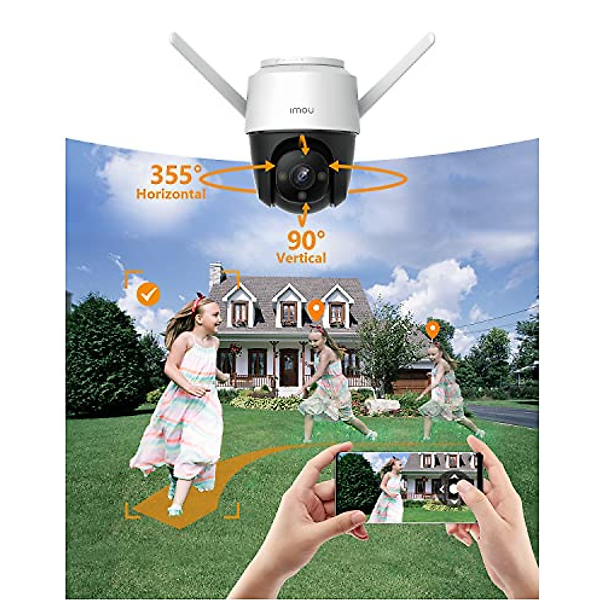 Imou Security Camera Outdoor with Floodlight and Sound Alarm, 4MP QHD Pan/Tilt 2.4G Wi-Fi Camera, IP66 Weatherproof 2.5K Bullet Camera, Full Color Night Vision IP Camera with 2-Way Talk, Cruiser