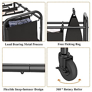 Wisdom Star 4 Bag Laundry Sorter Cart, Laundry Hamper Sorter with Heavy Duty Rolling Wheels and Removable Bags for Clothes Storage,Laundry Organizer Laundry Basket Laundry Clothes Hamper, Black