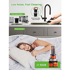Juicer Machines Vegetable and Fruit, FOHERE Cold Press Juicer Extractor Fit Whole Fruits & Vegetables with 4.72" Wide Mouth Easy to Clean, Slow Masticating Juicer with Quiet Motor, Reverse Function